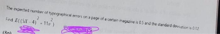 Solved The Expected Number Of Typographical Errors On A Page 