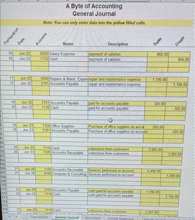 Solved Hi i need all the yellow columns on this worksheet | Chegg.com