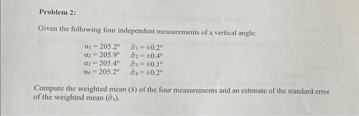 Given the following four independent measurements of | Chegg.com