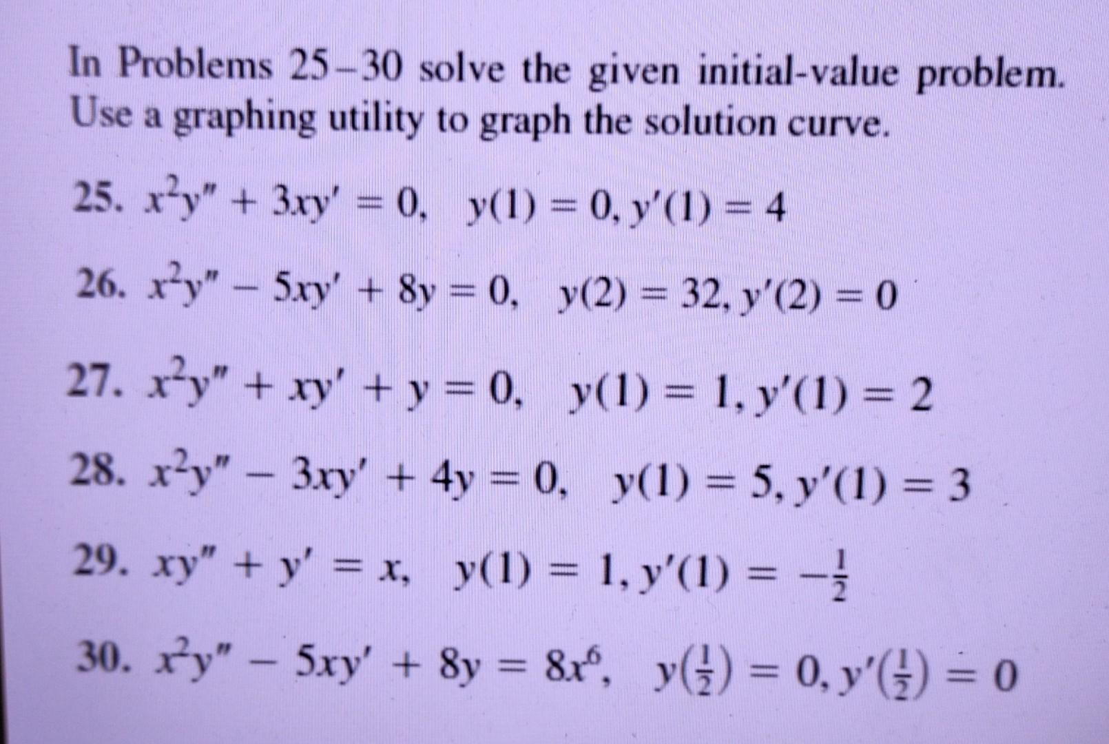 Solved In Problems 25−30 solve the given initial-value | Chegg.com