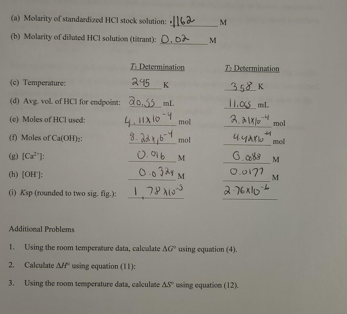 Solved M (a) Molarity of standardized HCl stock solution: | Chegg.com