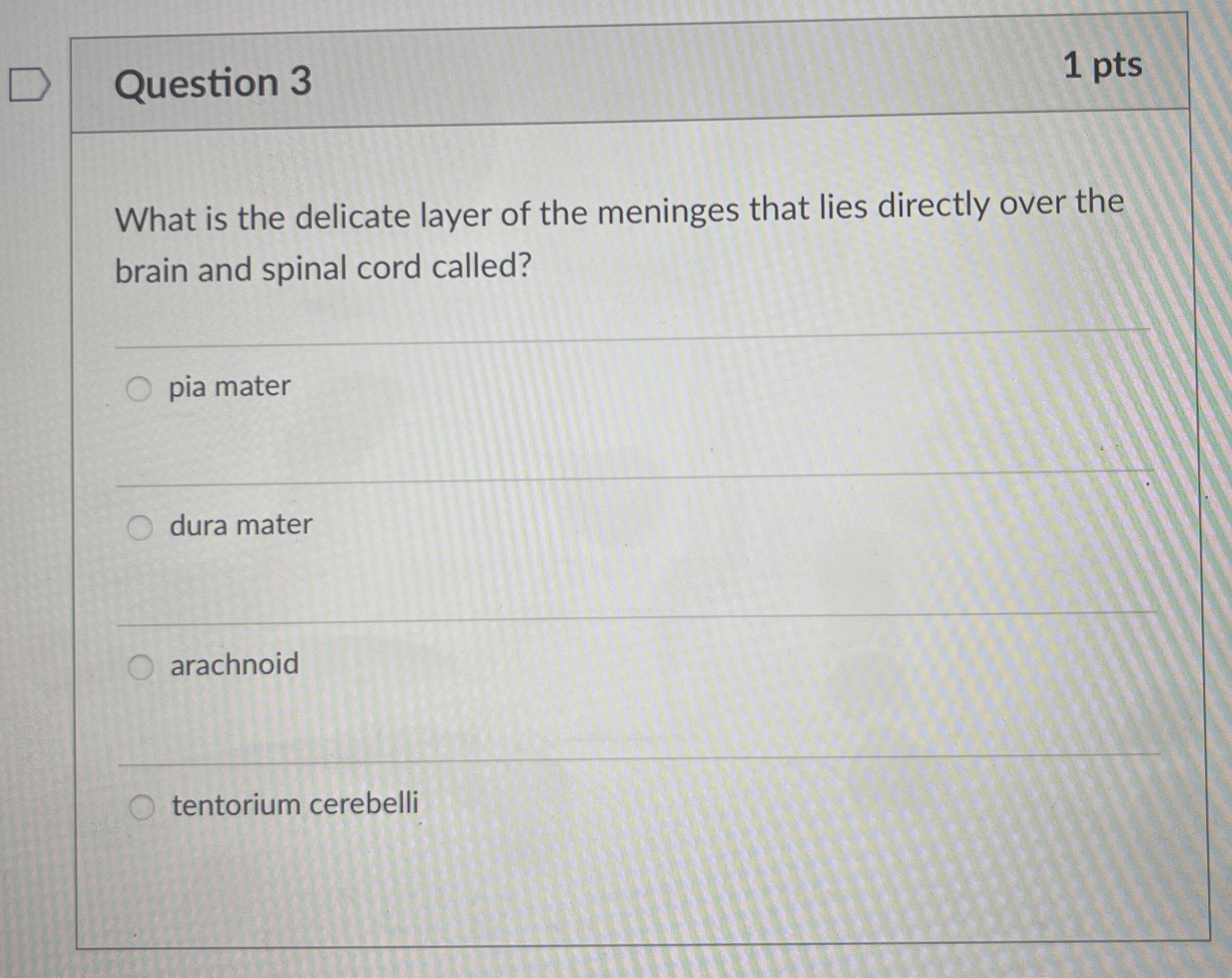 Solved Question 3What is the delicate layer of the meninges | Chegg.com