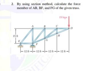 Solved 2. By using section method, calculate the force | Chegg.com