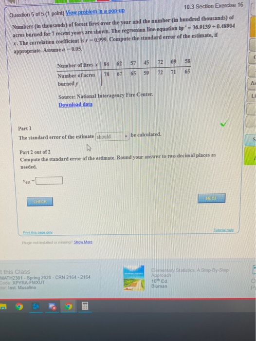 Solved Question 5 of 5 (1 point) View problem in a pop-up | Chegg.com