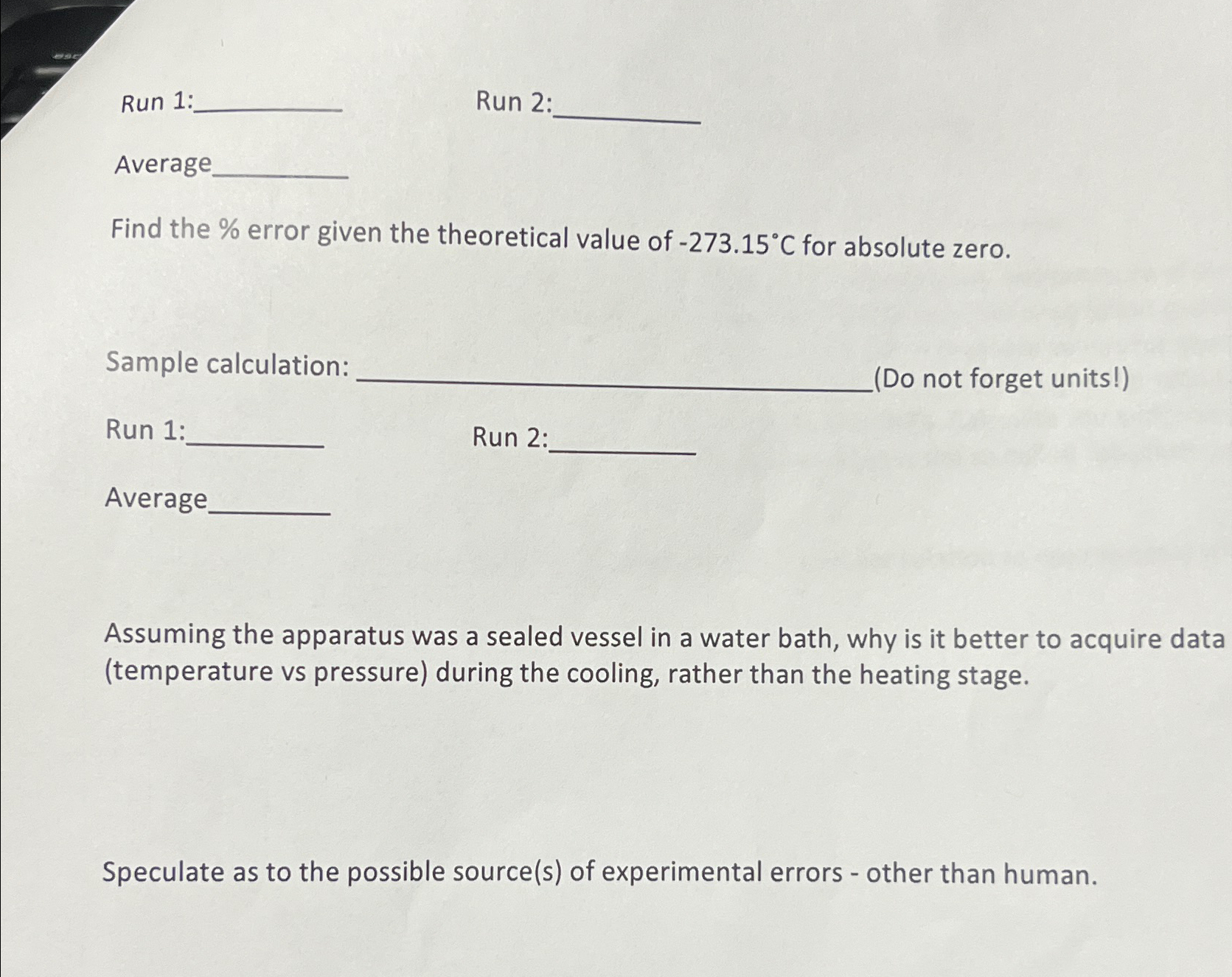 Solved Run 1:Run 2:Average.Find the % ﻿error given the | Chegg.com