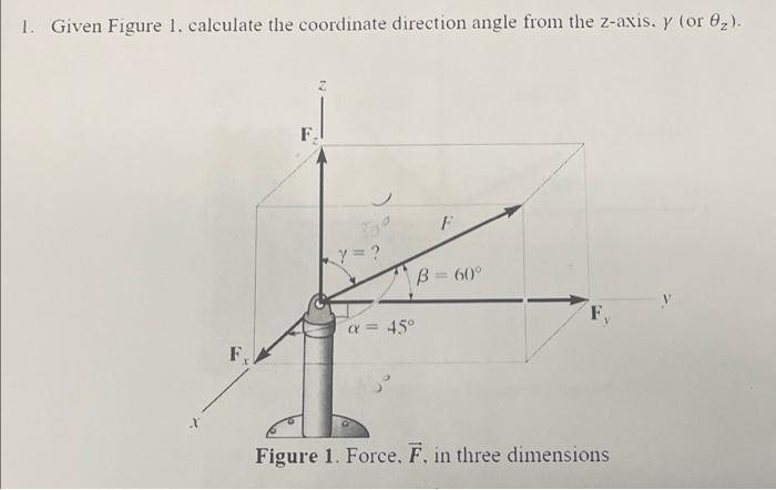 Solved 1. Given Figure 1, calculate the coordinate direction | Chegg.com
