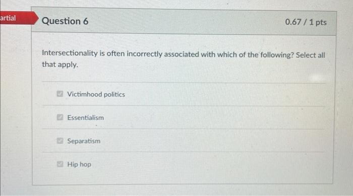 Solved Intersectionality is often incorrectly associated | Chegg.com