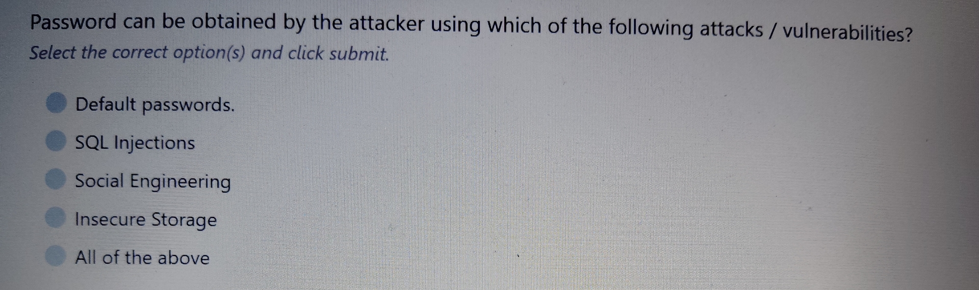 Solved Password can be obtained by the attacker using which | Chegg.com