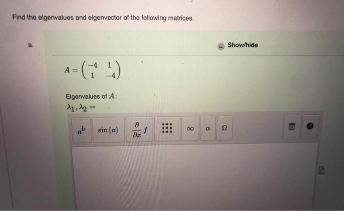 Solved Find the eigenvalues and eigenvector of the following | Chegg.com