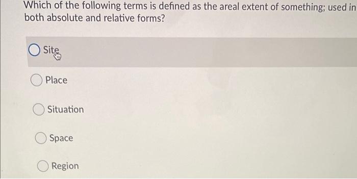 Solved Which of the following terms is defined as the areal | Chegg.com