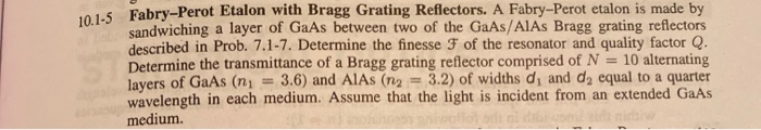 01-5 Fabry-Perot Etalon with Bragg Grating | Chegg.com