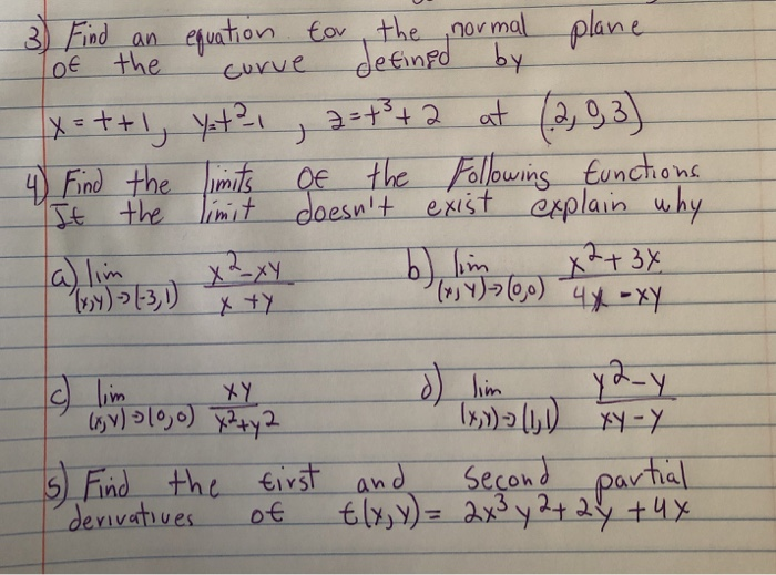 Solved 3 Find an equation for the normal plane of the curve | Chegg.com
