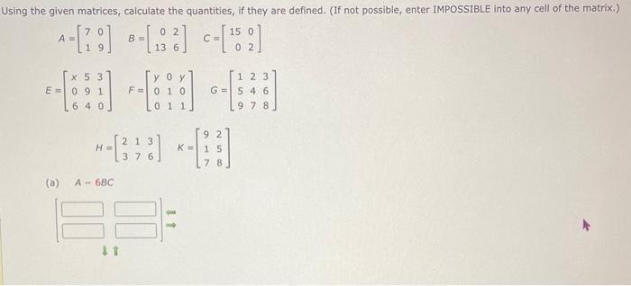 Solved Ising the given matrices, calculate the quantities, | Chegg.com
