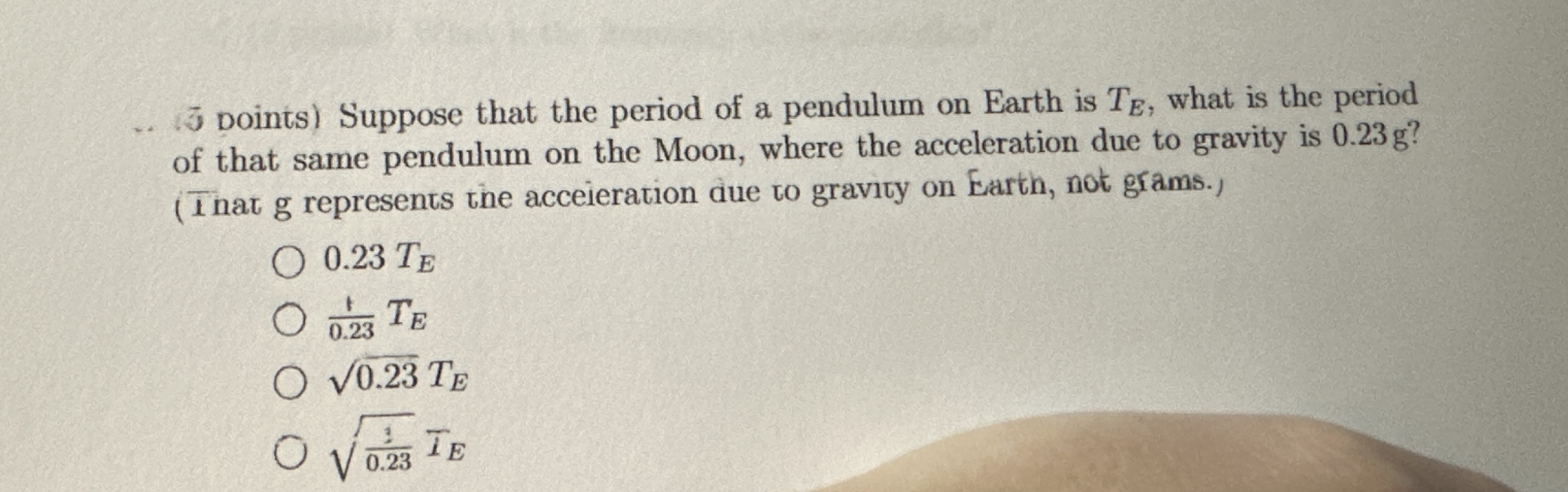 Solved . . 3 ﻿Doints) ﻿Suppose that the period of a pendulum | Chegg.com
