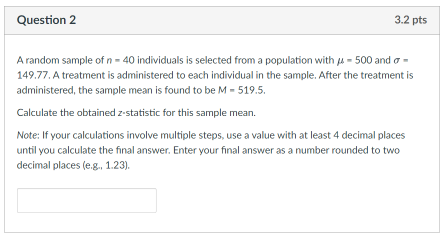Solved Question 2A random sample of n=40 ﻿individuals is | Chegg.com