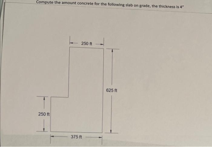 Solved Compute the amount concrete for the following slab on | Chegg.com