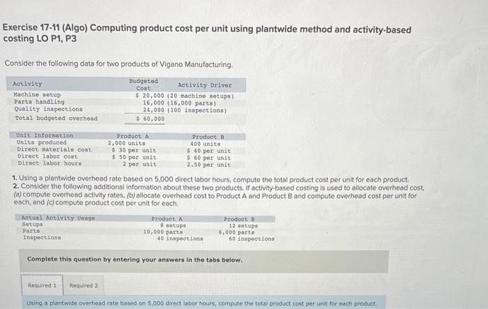 Solved 1) Using a plantwide overhead rate based on 5,000 | Chegg.com