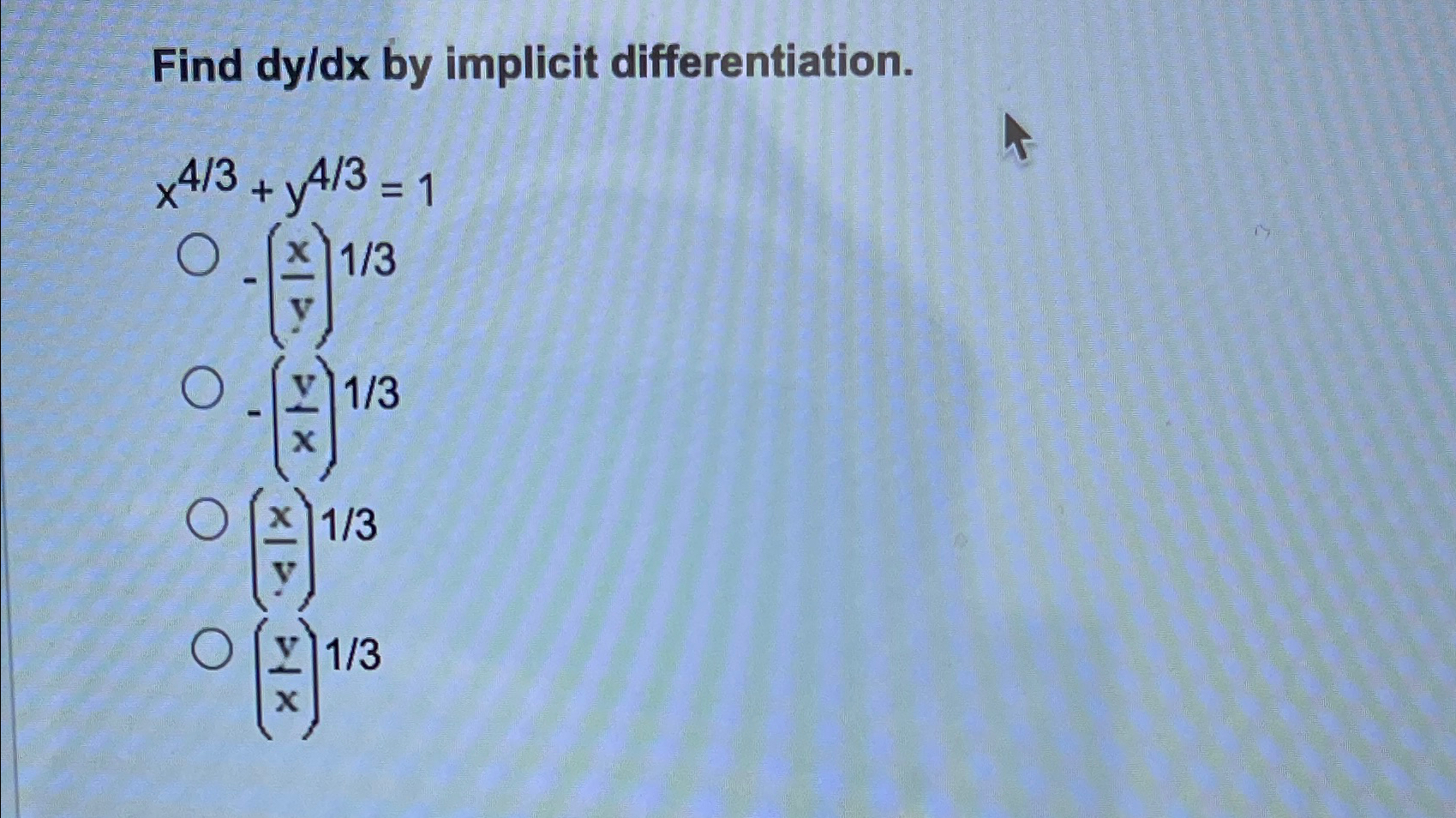 Solved Find dy/dx by implicit | Chegg.com