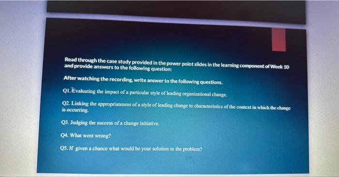 Solved Read through the case study provided in the power | Chegg.com