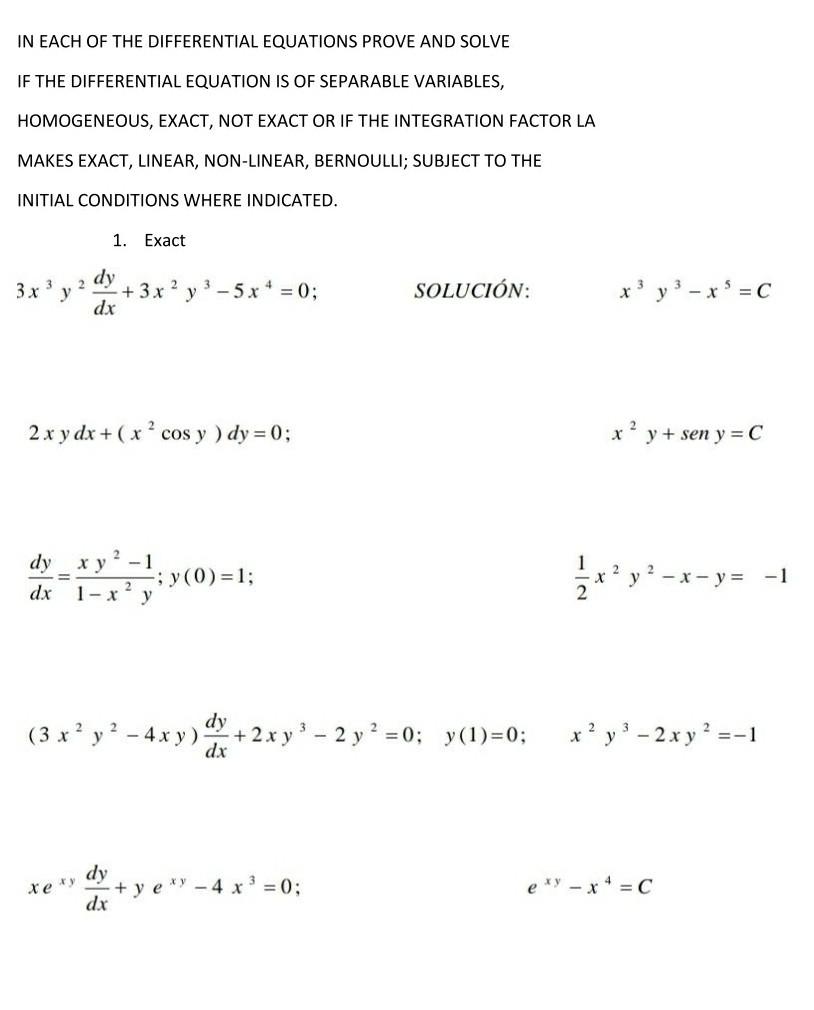Solved IN EACH OF THE DIFFERENTIAL EQUATIONS PROVE AND SOLVE | Chegg.com