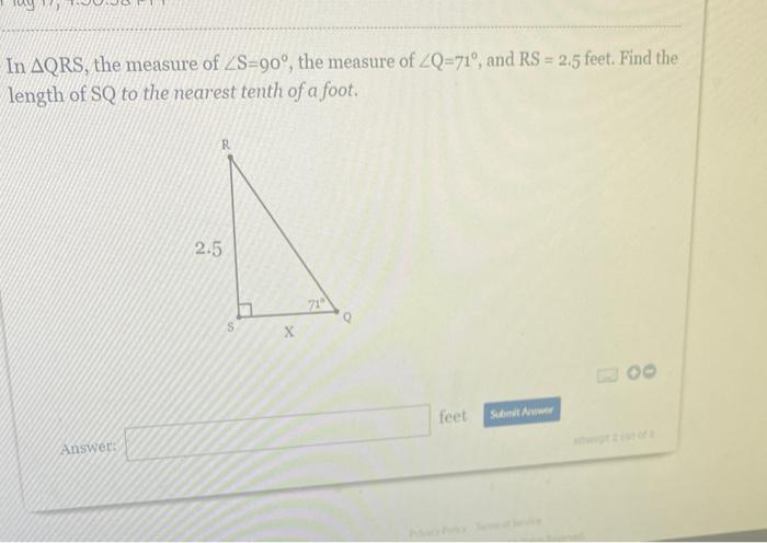 Solved In AQRS, the measure of ZS=90°, the measure of | Chegg.com