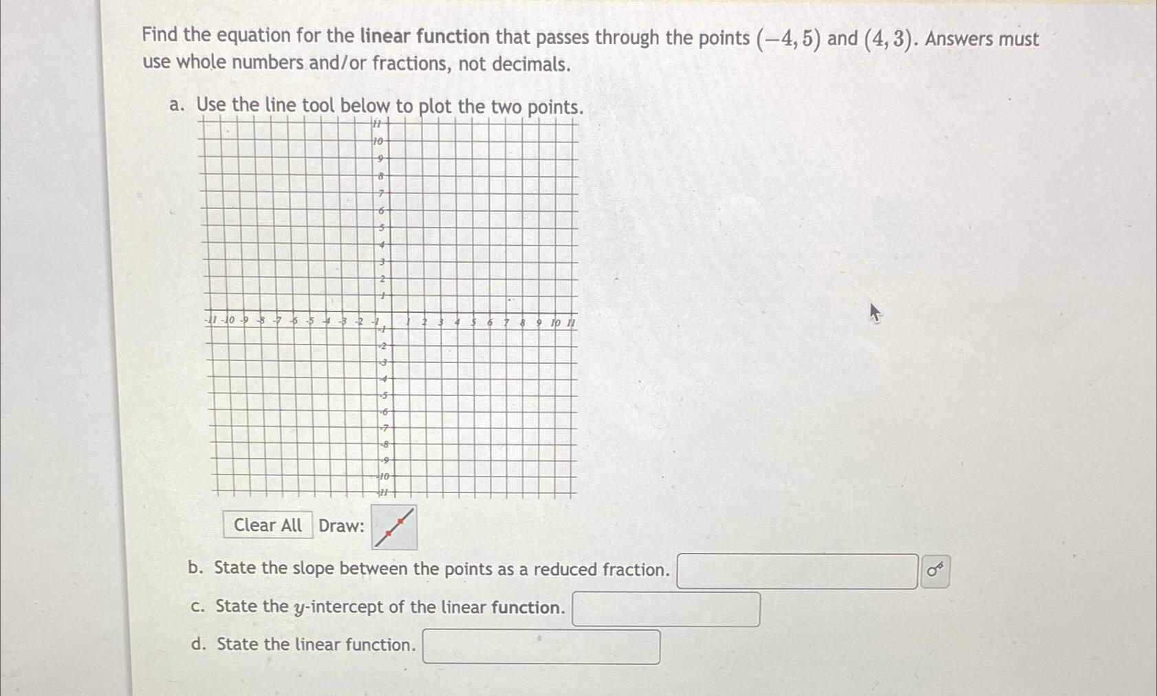 Solved Find the equation for the linear function that passes | Chegg.com