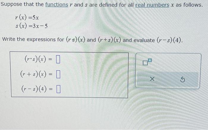 Solved Suppose that the functions r and s are defined for | Chegg.com