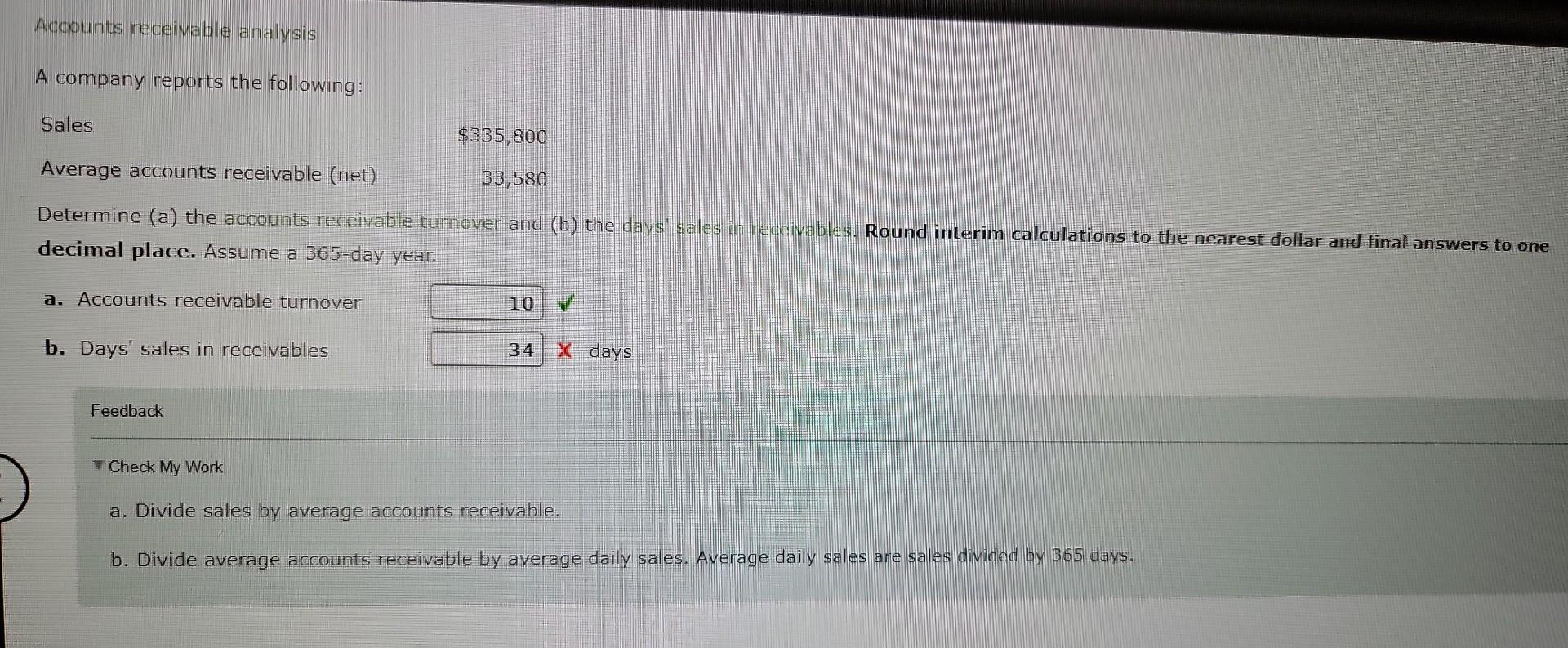 Solved Average accounts receivable (net) 33,580 Determine | Chegg.com