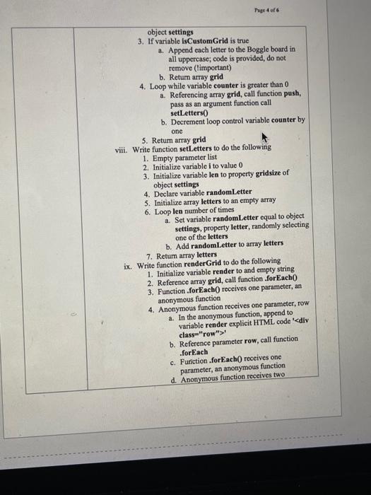Solved v. Create global game settings, declare object | Chegg.com