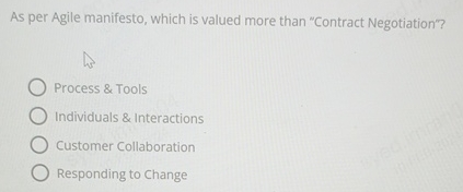 Solved As per Agile manifesto, which is valued more than | Chegg.com