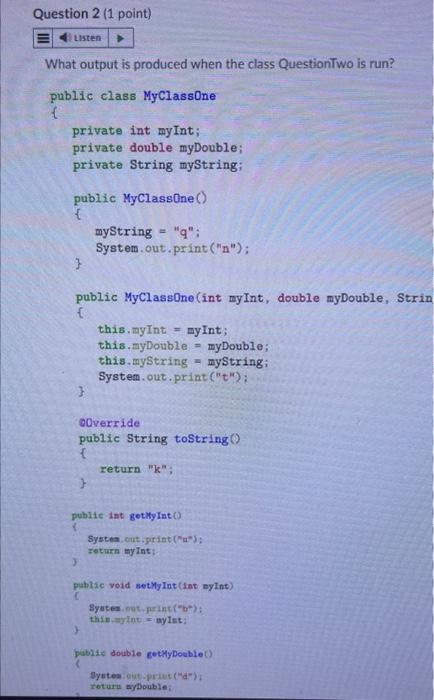 Solved Question 1 (1 point) What output is produced when the | Chegg.com