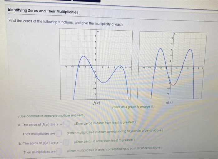 Solved Identifying Zeros and Their Multiplicities Find the | Chegg.com