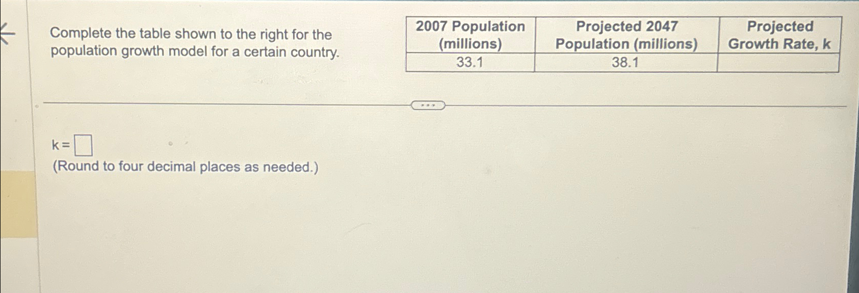 Solved Complete the table shown to the right for the | Chegg.com