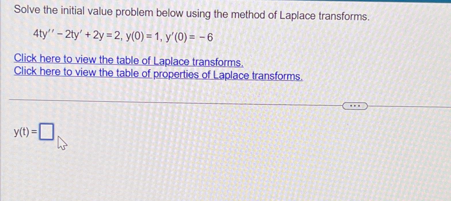 Solved Solve the initial value problem below using the | Chegg.com