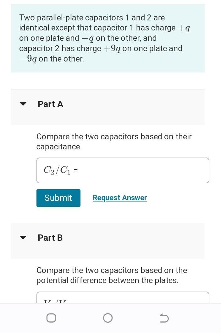 Solved Two parallel-plate capacitors 1 and 2 are identical | Chegg.com