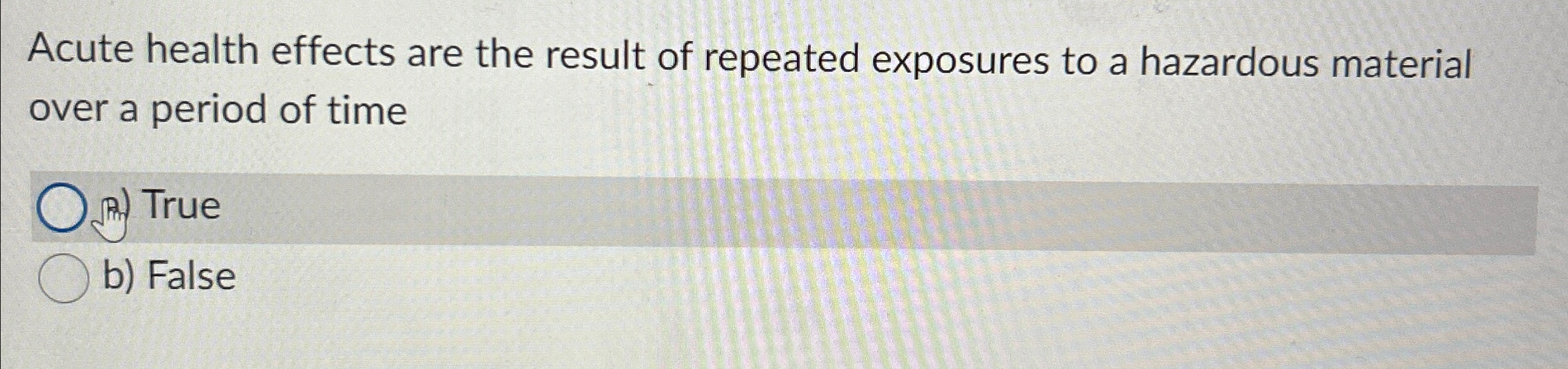 Solved Acute health effects are the result of repeated | Chegg.com