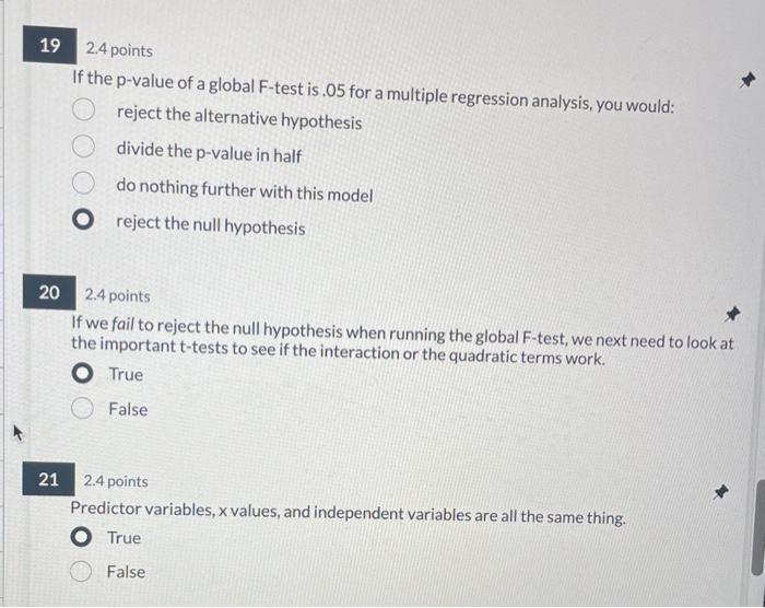 Solved If the p-value of a global F-test is .05 for a | Chegg.com
