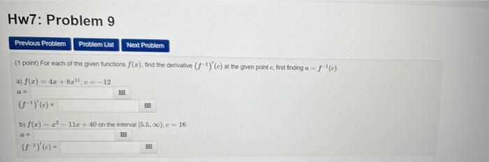 Solved Hw7: Problem 9 Previous Problem Problem List Next | Chegg.com