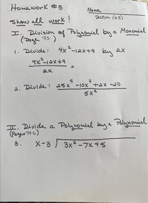 Solved 1. Divide: 4x2−12x+9 by 2x 2x4x2−12x+9= 2. Divide: | Chegg.com
