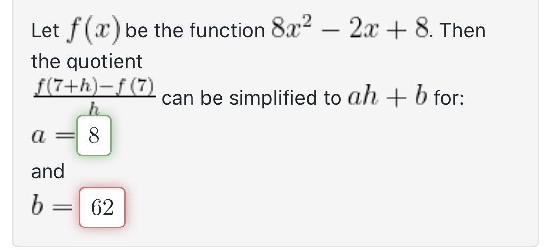 Solved Let f(x) ﻿be the function 8x2-2x+8. ﻿Then the | Chegg.com