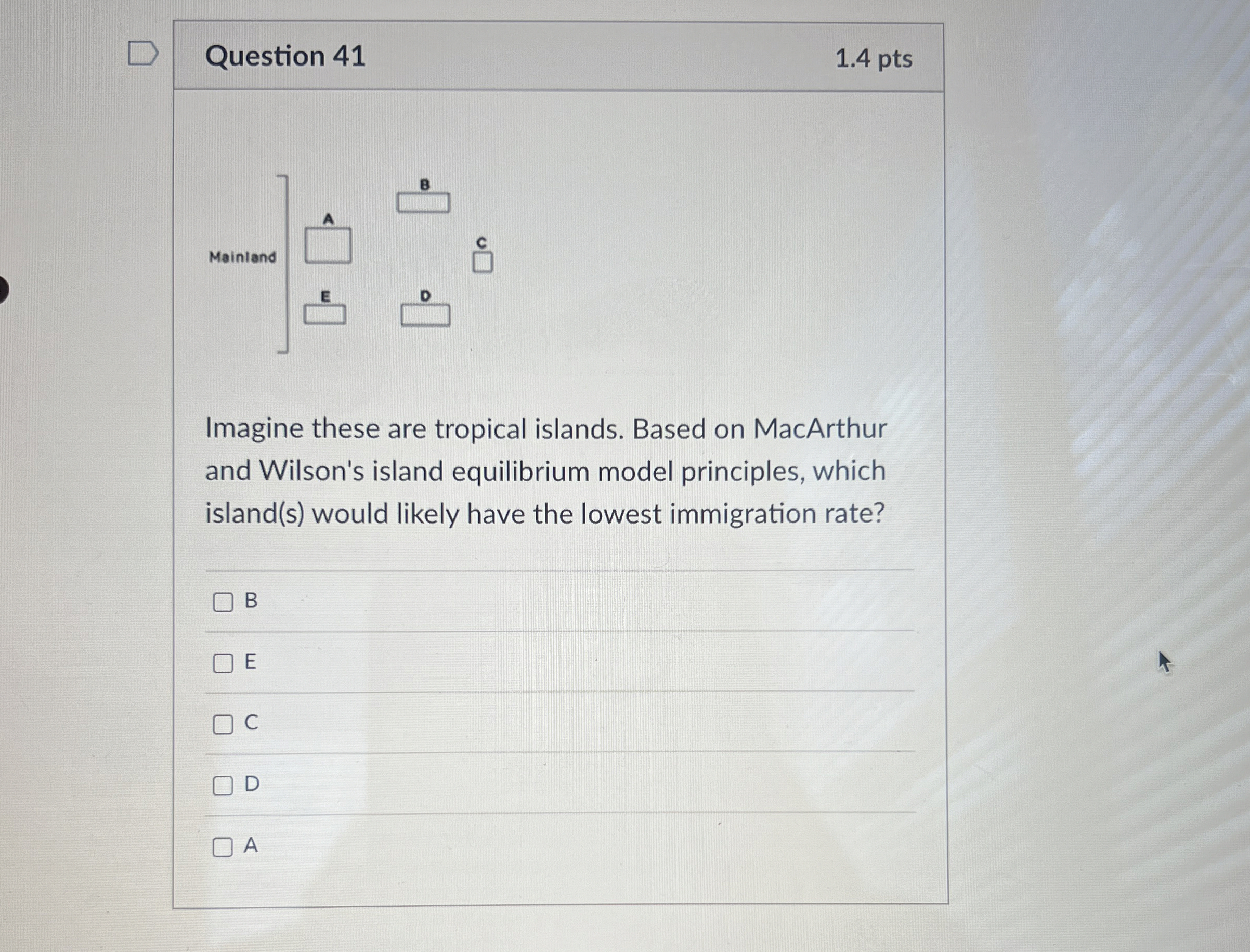 Solved Question 411.4ptsImagine these are tropical islands. | Chegg.com