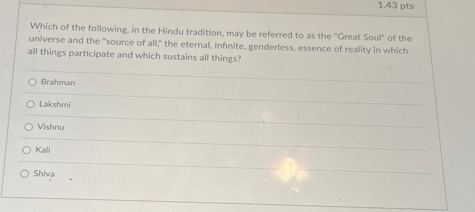 Solved 1.43ptsWhich of the following, in the Hindu | Chegg.com