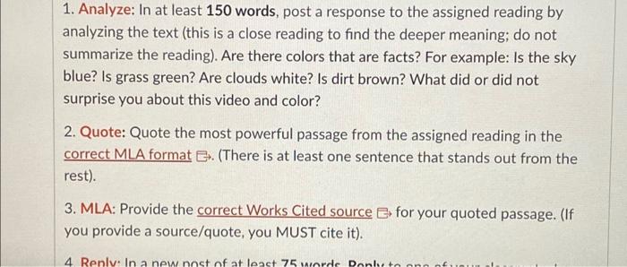1. Analyze: In at least 150 words, post a response to | Chegg.com