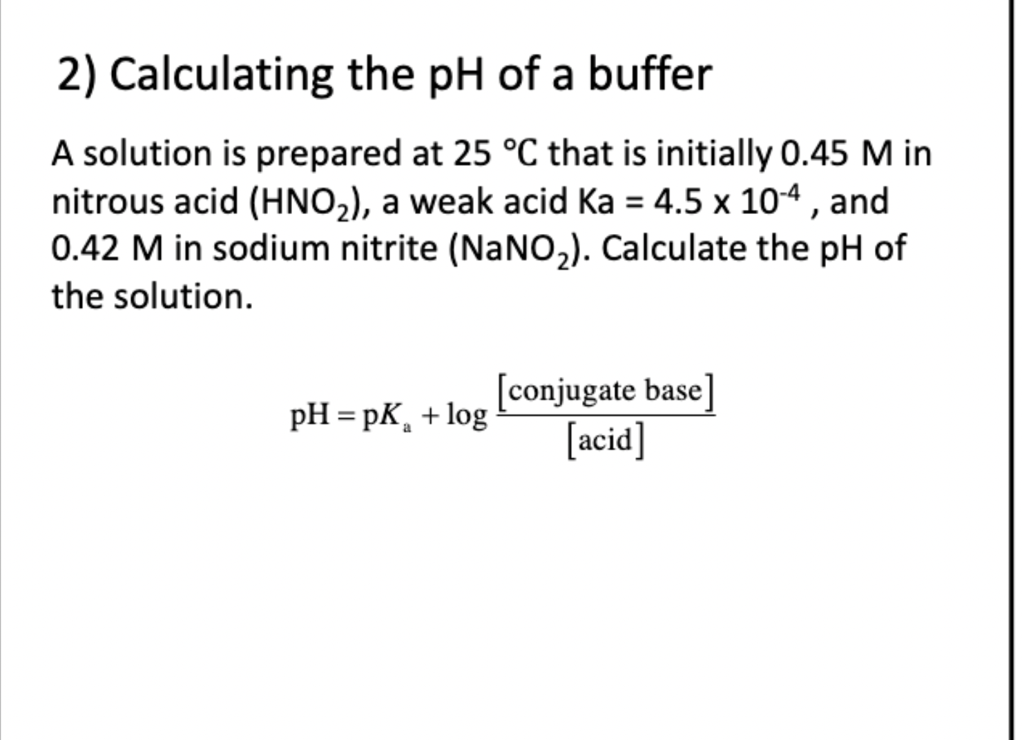 Solved Calculating the pH of a buffer. Calculating the pH | Chegg.com