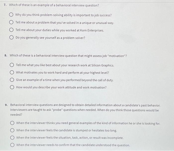 7. Which of these is an example of a behavioral | Chegg.com