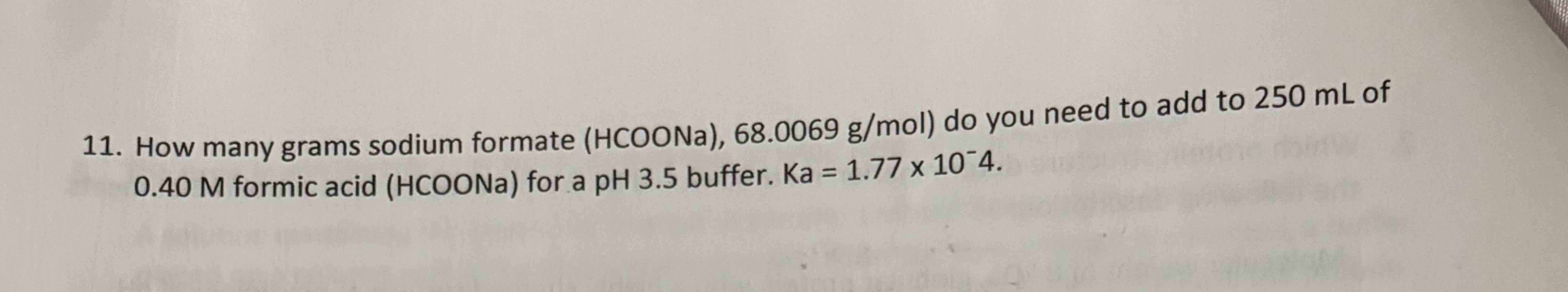 Solved How many grams sodium formate (HCOONa), 68.0069gmol ) | Chegg.com