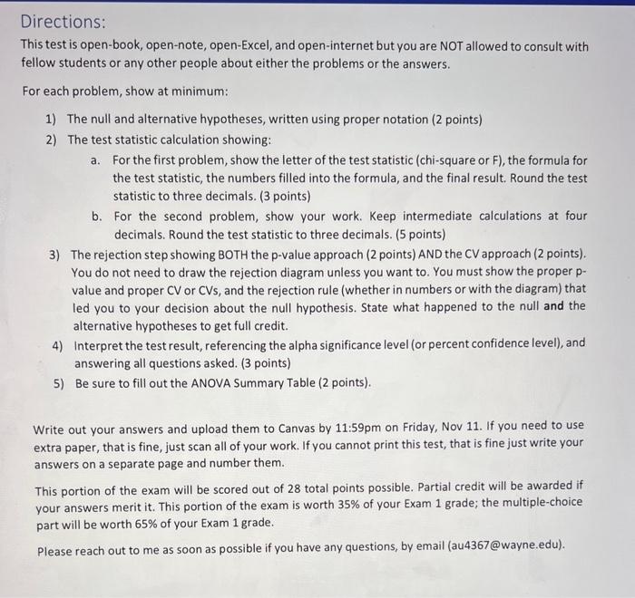 Solved This test is open-book, open-note, open-Excel, and | Chegg.com