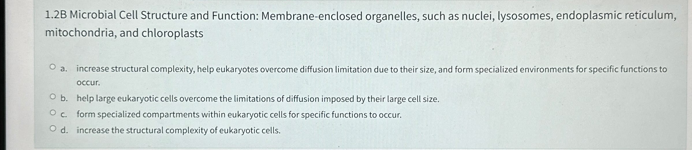 Solved 1.2B Microbial Cell Structure and Function: | Chegg.com
