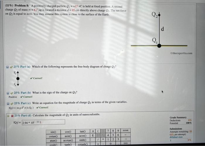 Solved (11\%) Problem 8: A positively charged particle | Chegg.com