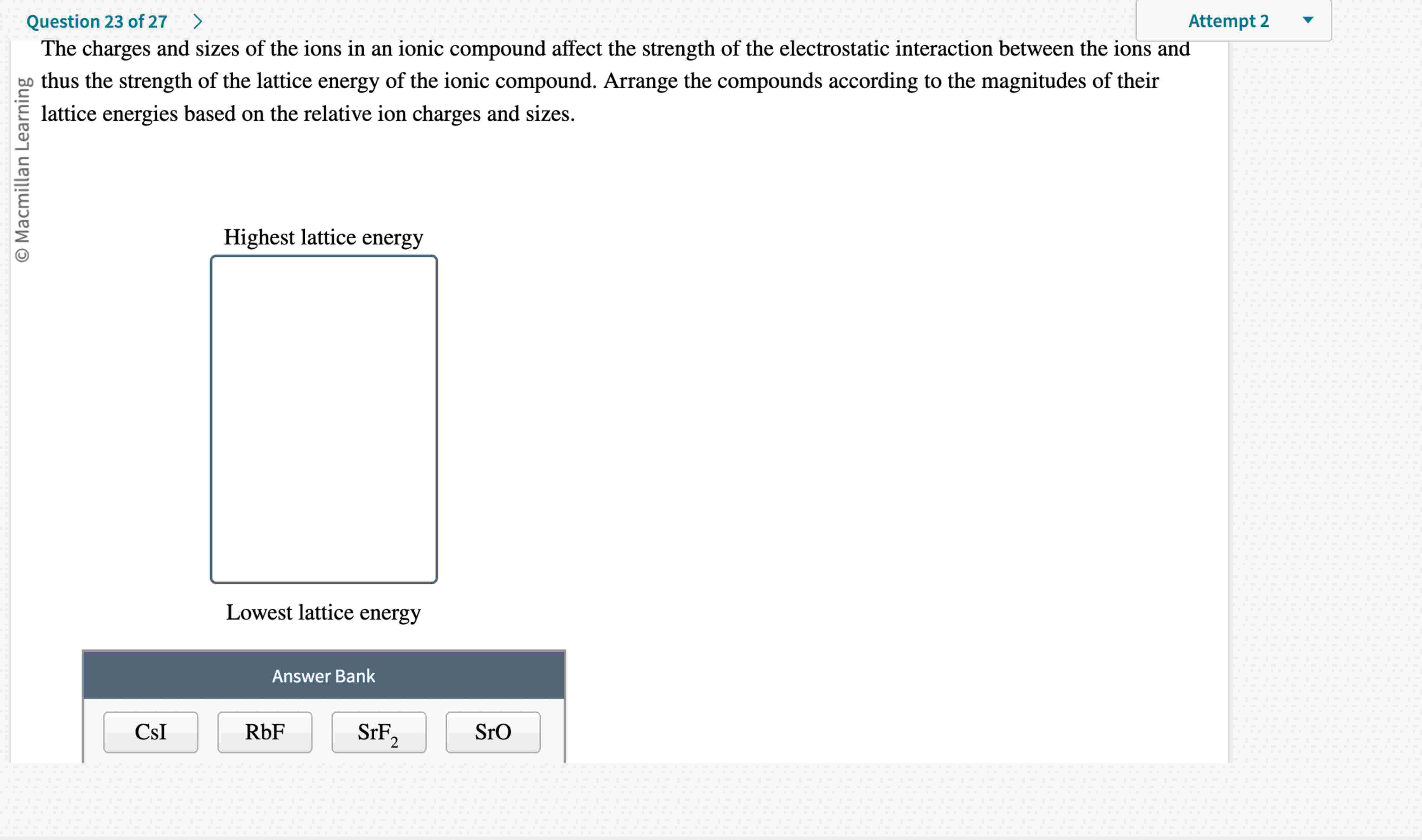 Solved The charges and sizes of the ions in an ionic | Chegg.com